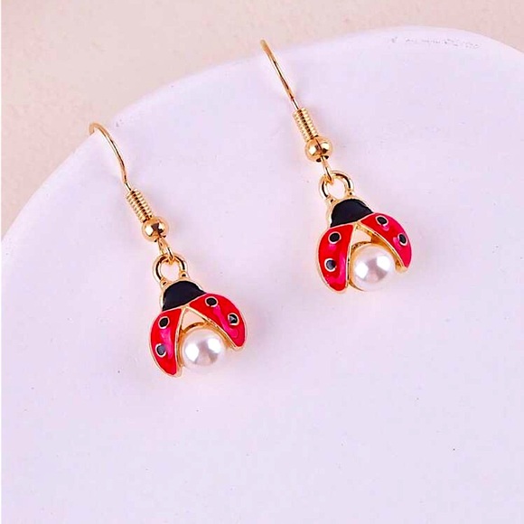 Jewelry | Elegant Red And Gold Ladybug Earrings | Poshmark